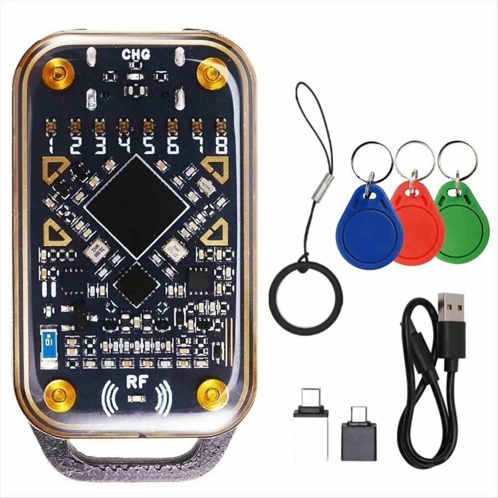 Эмулятор смарт-карт Chameleon Ultra, считыватель RFID-чипов 125 кГц, 13,56 МГц, декодирование карт, NFC-дубликатор + брелок с 3 UID