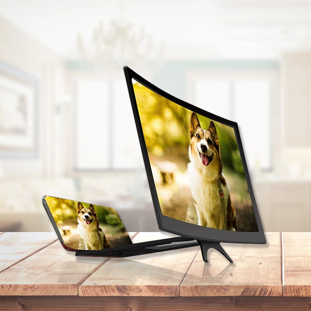 12-дюймовый усилитель с большим экраном, 3D экран мобильного телефона, видеолупа, изогнутая увеличенная подставка для усилителя фильма, кронштейн для проектора