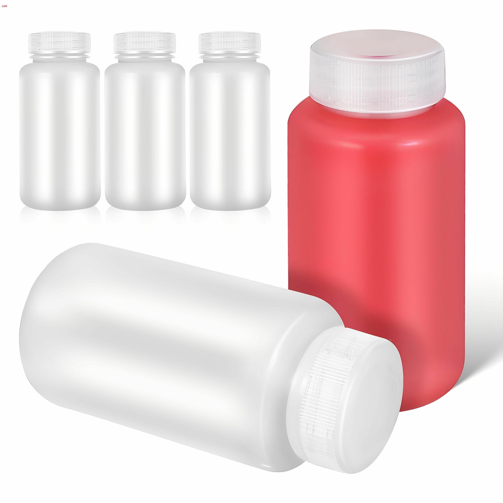 Бутылки Для Проб, Пластик, Объем 250Мл, Широкое Горло, Укупорочные, Для Химических Веществ, 5Шт