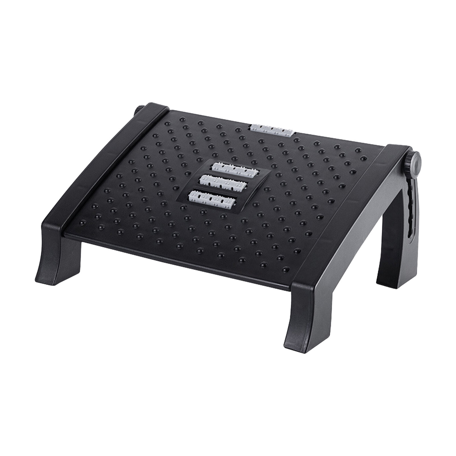 Повышенный подставка для ног с массажной поверхностью, эргономическая подставка для ног под столом, регулируемая длина 9-19 см, черный цвет, пластик, для дома, офиса, магазина, салона, 1 шт.