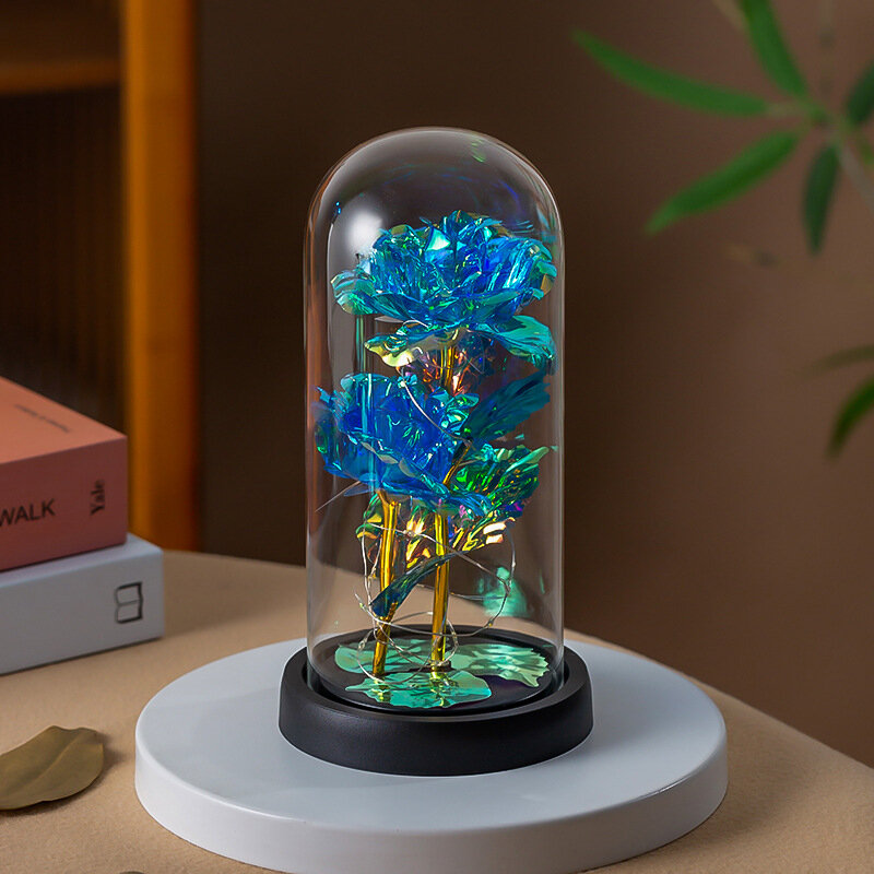 Трансграничный вечный цветок, стеклянная крышка, золотая фольга, роза, фонарь, День святого Валентина, День матери, креативный подарок, украшение, фабрика украшений