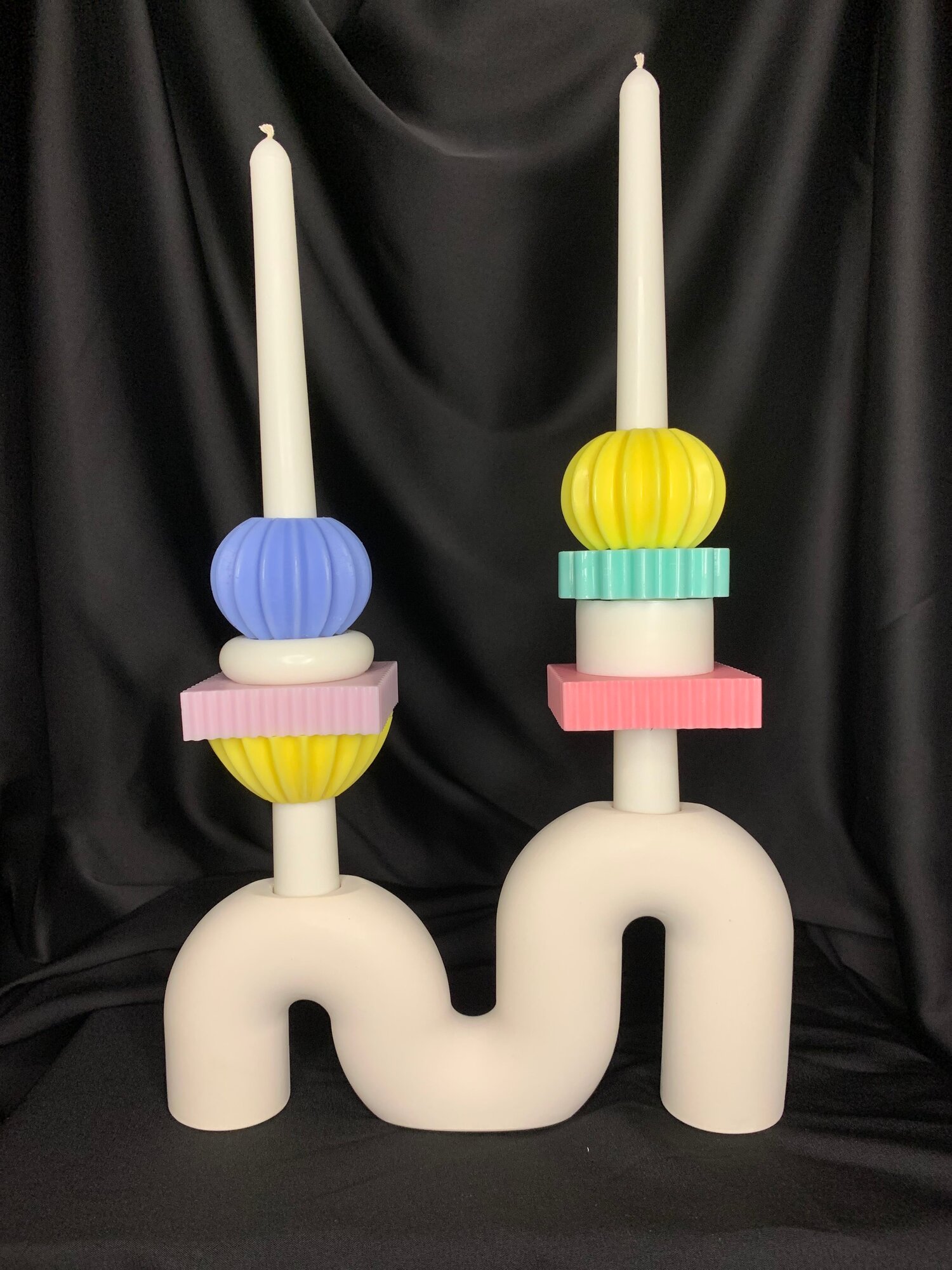 Свеча-конструктор, кокосовый воск, ручная работа, набор из 2 штук (без подсвечника)