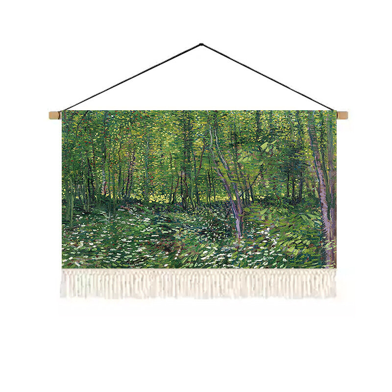 Гобелен с масляной живописью пейзажа Ван Гога, фон для гостиной, настенное украшение для спальни, тканевое искусство, высококачественное настенное украшение