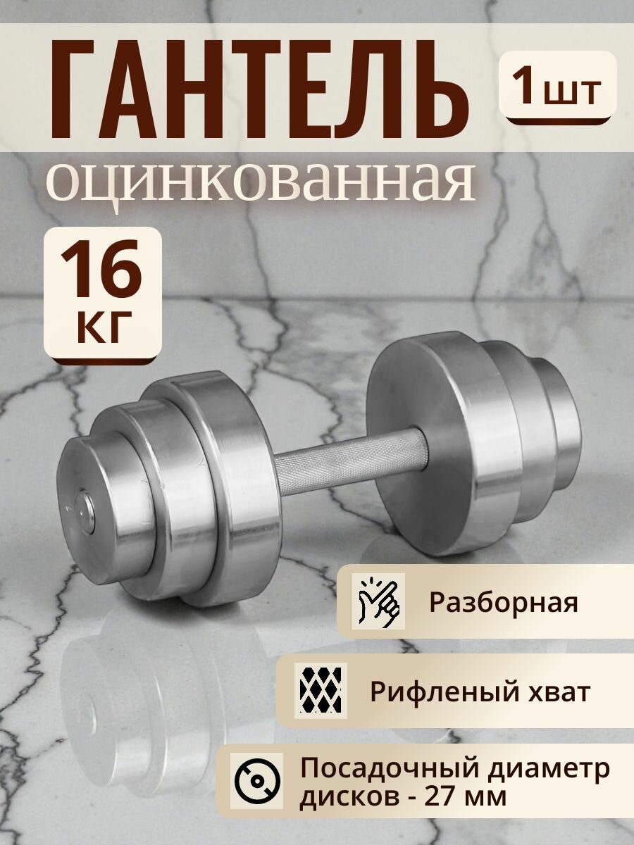Гантель разборная оцинкованная 16 кг