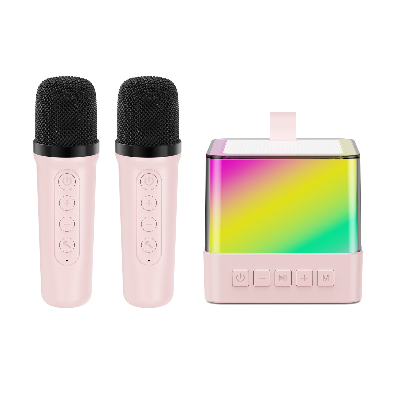 Караоке-машина для детей и взрослых, Bluetooth-колонка для пения с 2 беспроводными микрофонами и светодиодной подсветкой, портативная, небольшая, для домашней вечеринки.