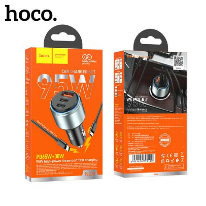 АЗУ-USB-C HOCO NZ9 (Type-C)-Type-C PD65W+30W 3.0A black 1 Type-C 65W +