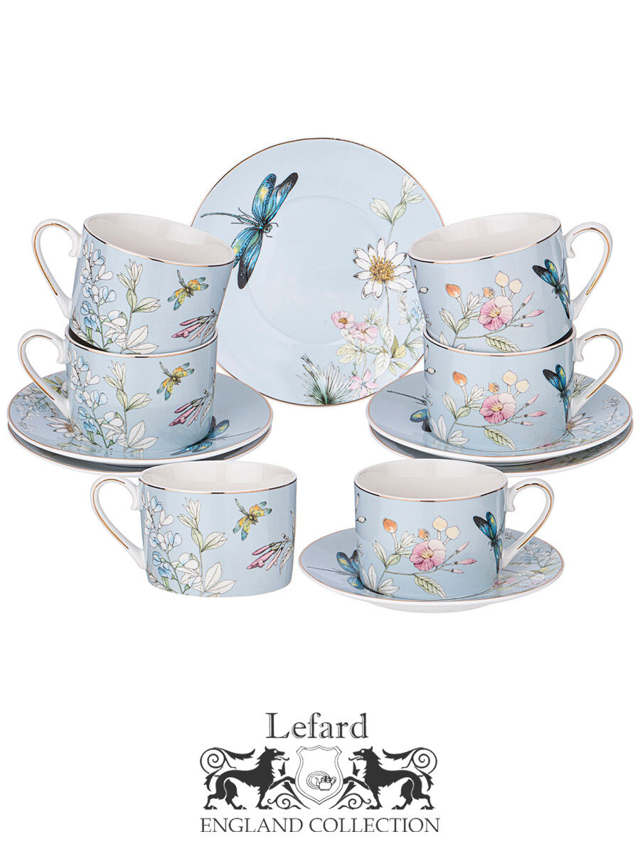 Чайный набор Lefard Стрекоза 250мл, 12 предметов на 6 персон, фарфор