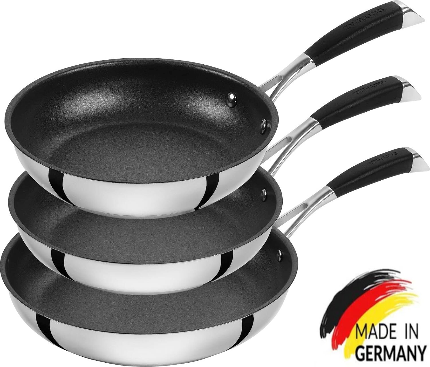 Набор сковород ZWILLING Poletto 20/24/28 см Германия, оригинал, 3 предмета с четырёхслойным антипригарным покрытием