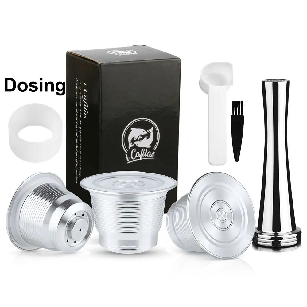 Многоразовые капсулы iCafilas для Nespresso, серебряные (3шт)