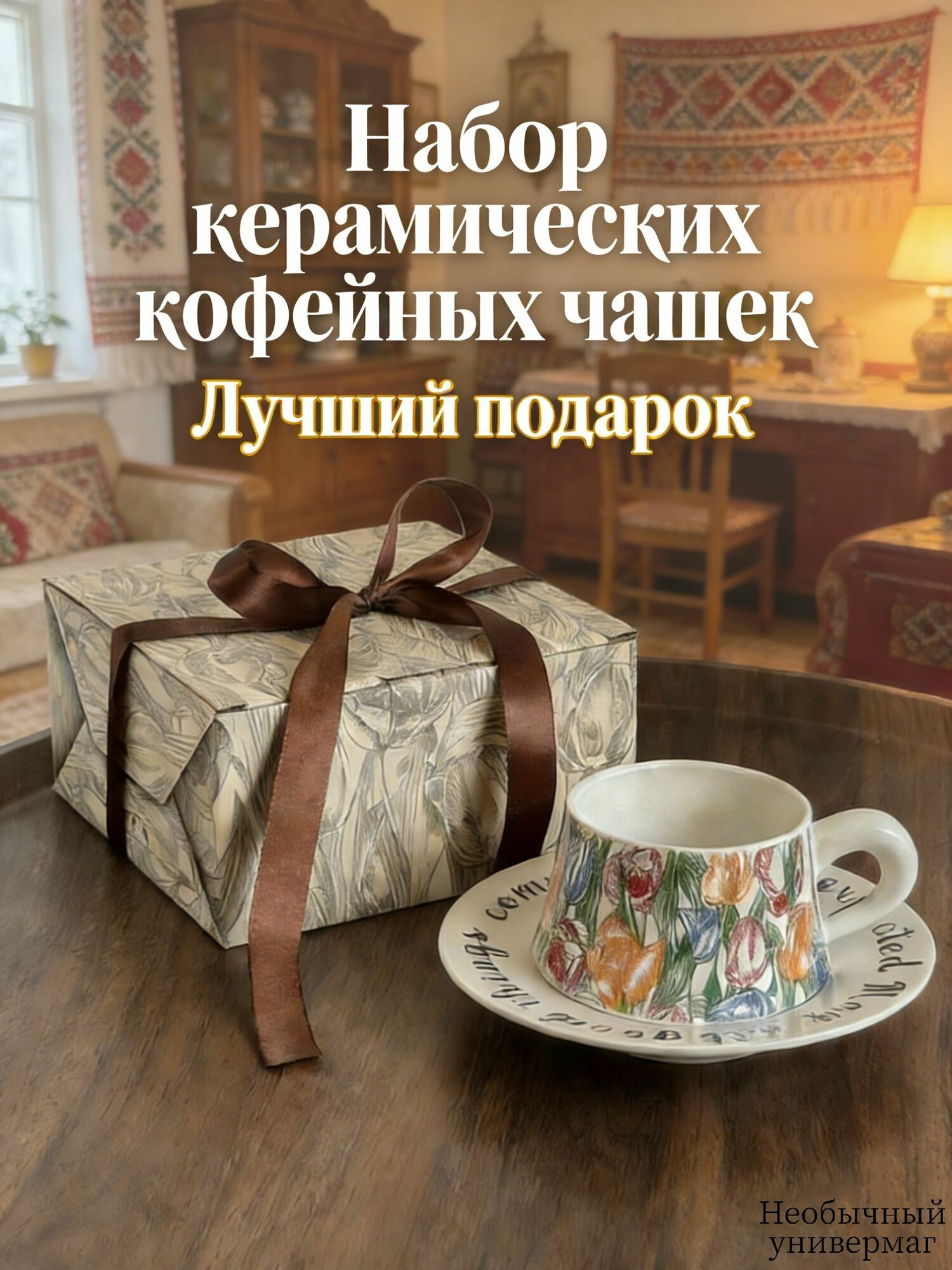 Ретро набор кофейных чашек из керамики с цветами, эксклюзивный комплект