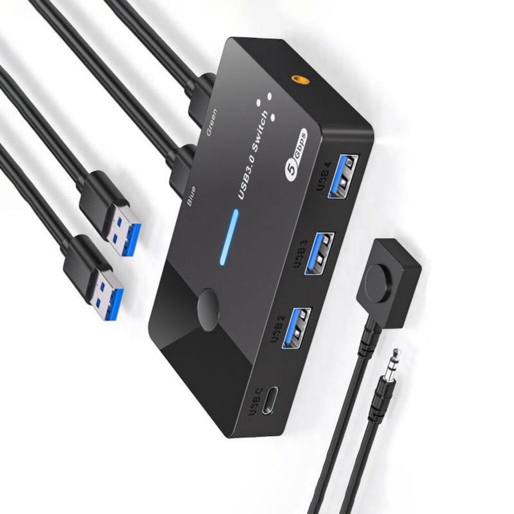 USB3.0 Переключатель 2 в 4 Выхода KVM-переключатель Компьютер Ноутбук Совместное использование хоста USB3.0 с устройством Type C Общая Мышь Клавиатуры Принтер