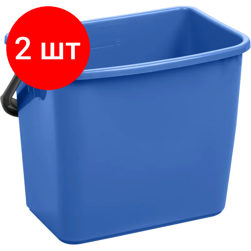 Комплект 2 штук, Ведро FBK 6л синее, с мерной шкалой, прямоугольное 26x19x21.5 см, 91027-2