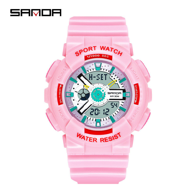 Санда Корейская модная тенденция Микро бизнес Светящийся Электронный Спортивный Тренд Студенческий Корейский Конфетный Детский Парный Часы
