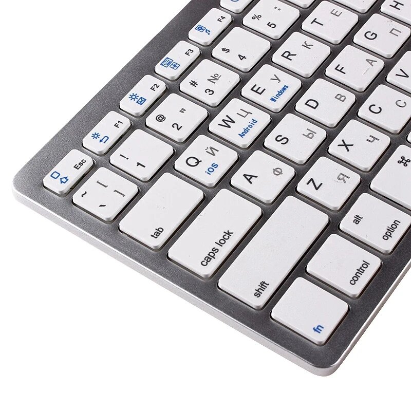 Русская клавиатура Ультратонкая беспроводная Bluetooth-клавиатура для планшета/ноутбука IOS Android Windows - белый