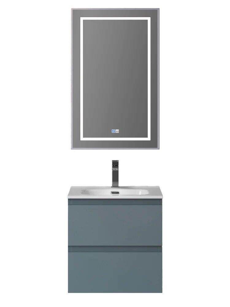 Мебель для ванной комнаты BelBagno Kraft 39 50 подвесная, матовая голубая, раковина bb500/390etl