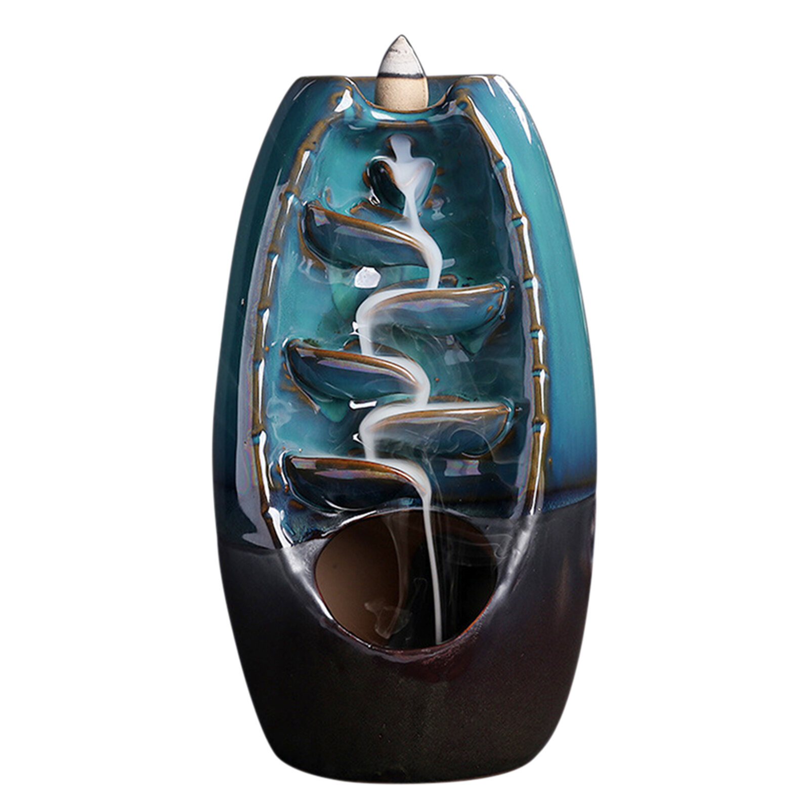 Керамический инценсёр с обратным потоком дыму с 120 конусами, 20 спиралями, 30 палочками, держателем для инценса и ковриком, цвета жёлтый, синий, размеры S, M, L, для дома и офиса