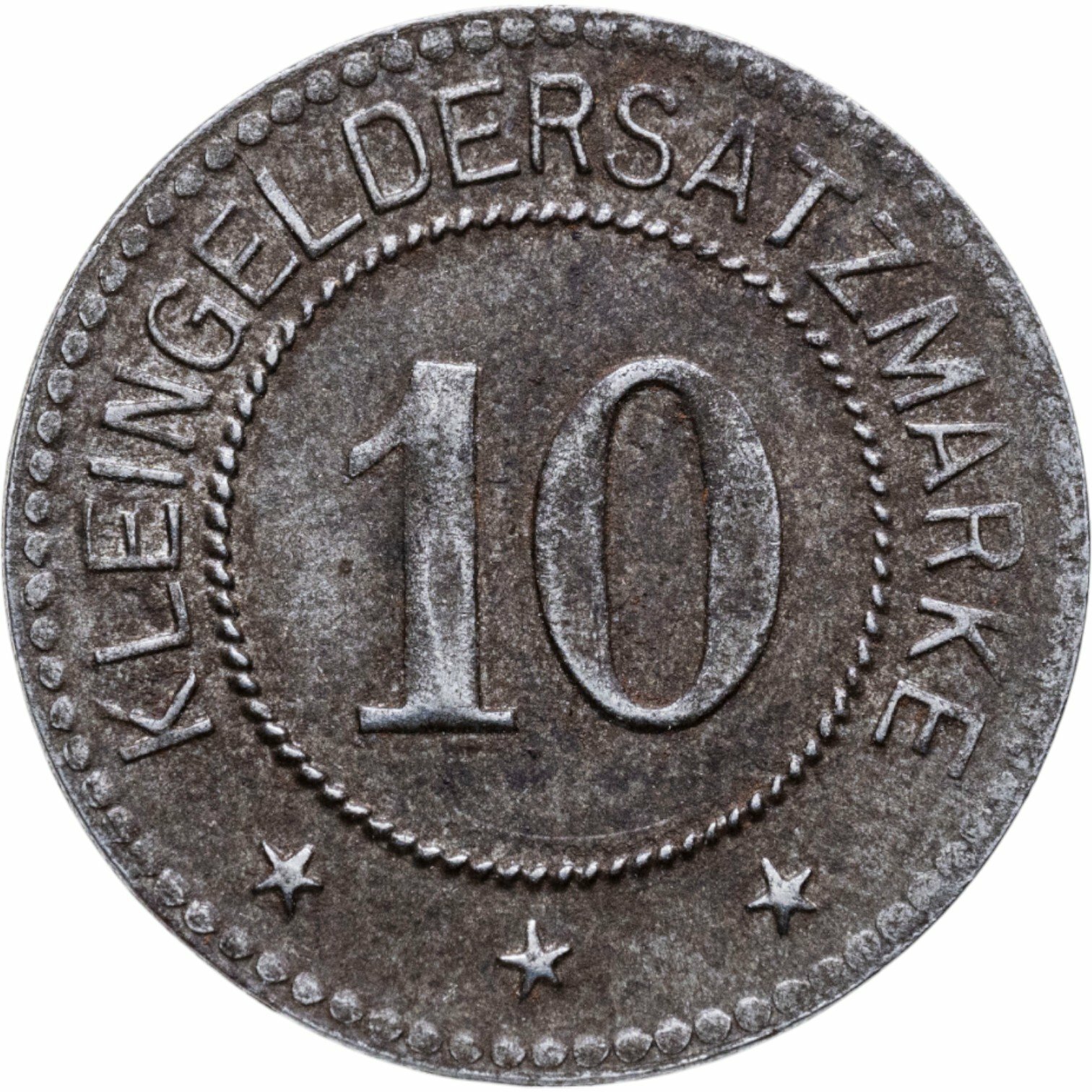 Германия нотгельды 10 пфеннигов 1914-1924 "Город Ландешут", Железо, в сохранности VF