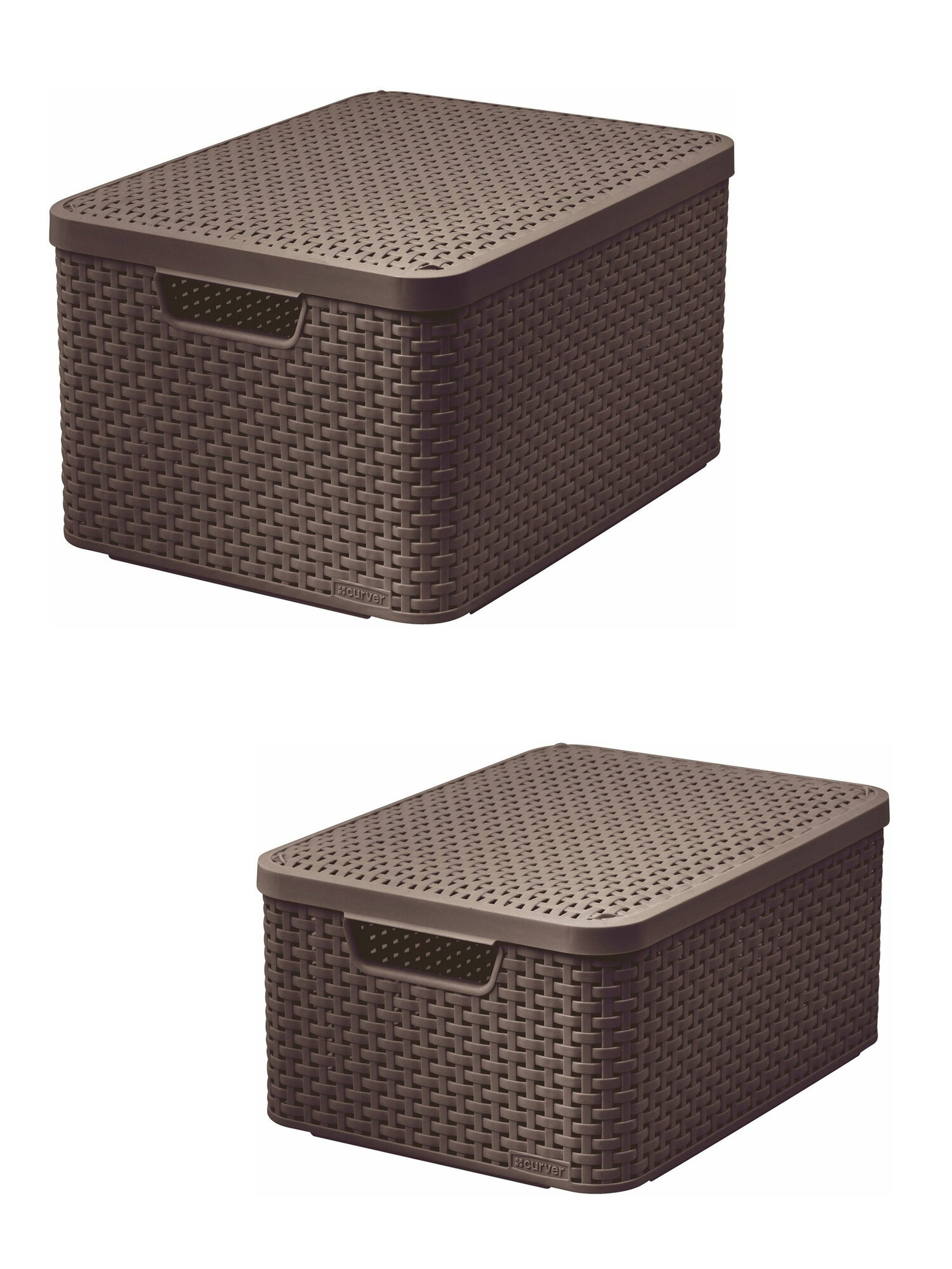 Набор из двух корзин с крышкой для хранения вещей, белья, одежды, пластиковые с крышкой Curver STYLE L 30 л. + 18 л.