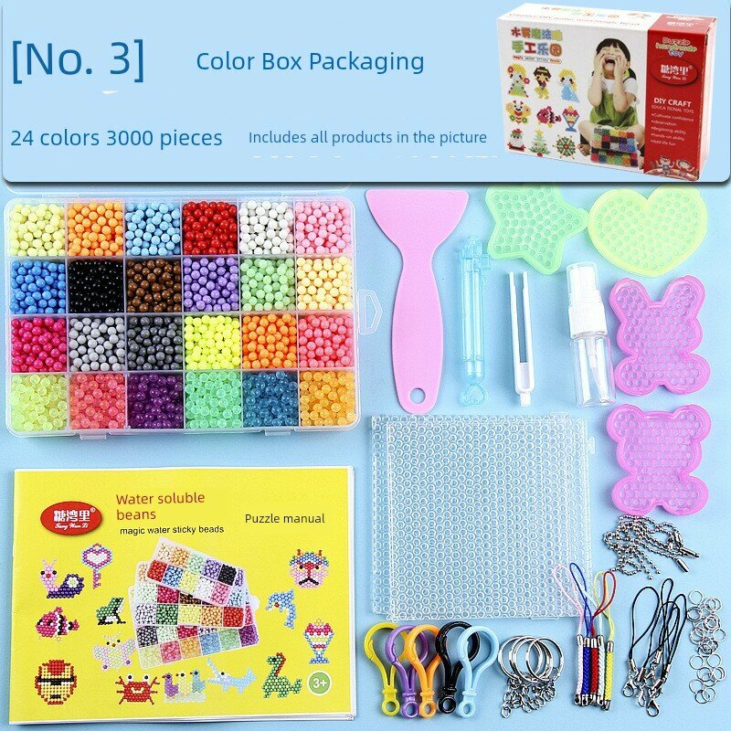 Набор из 24 цветов DIY-бусин для детей, 3000 бусин с аксессуарами и руководством по пазлу, ручная игрушка