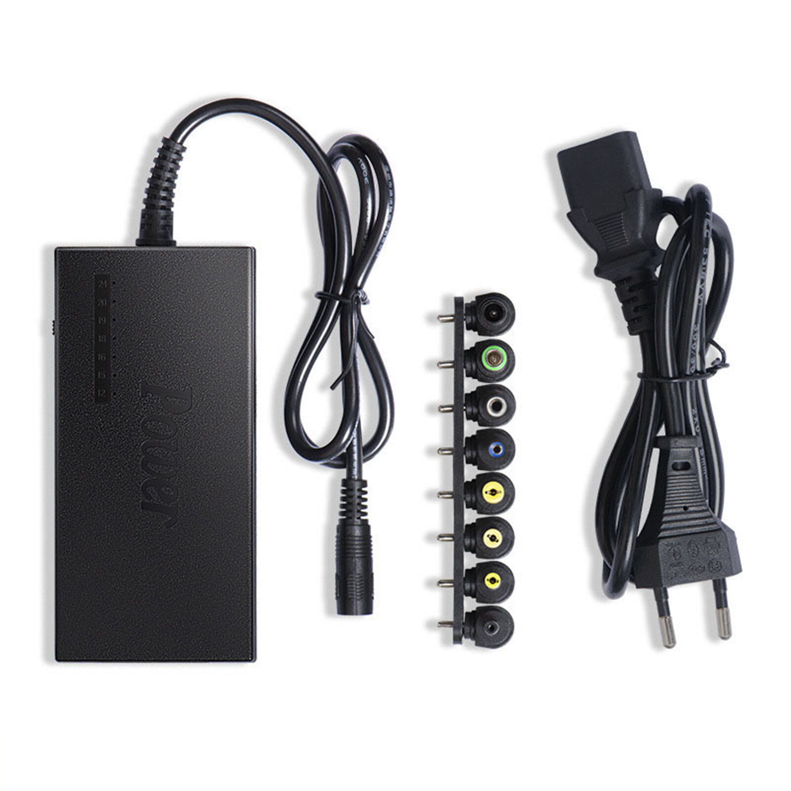 96W Universal Laptop Power Charger AC Adapter with 8 DC Jack Plug Converters 12V to 24V Adjustable Portable EU