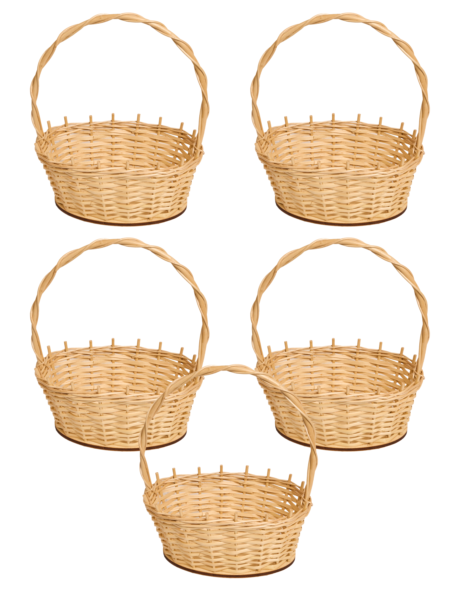 Корзинка овальная подарочная, набор 5 штук, 27х19х10 см, высота с ручкой 34 см