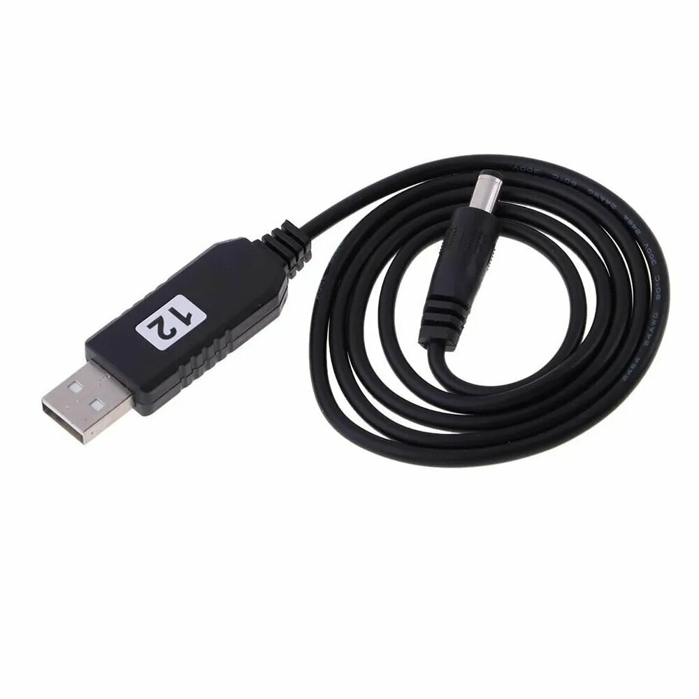 Сетевой кабель питания USB 2.0 Type-A/DC 5.5 x 2.1 мм, черный