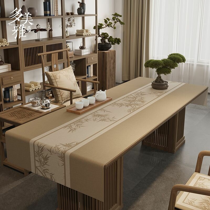 Новая китайская стильная чайная скатерть, водонепроницаемая, высококачественная, прямоугольная скатерть для обеденного стола, чайный коврик, чайная церемония, коврик для чайного стола, дорожка для стола