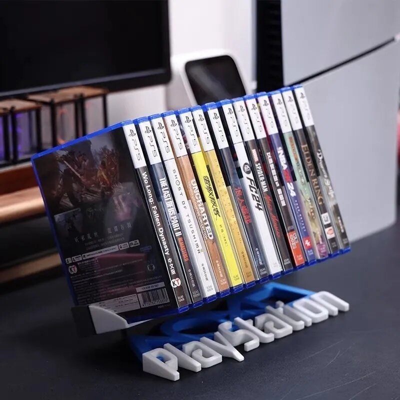 Коробка для хранения дисков PS для игр, большой объем 14 штук, черно-белый цвет, 25*13*5 см