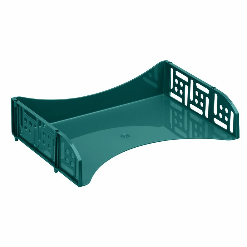 4 шт. Лоток для бумаг горизонтальный СТАММ "Field", широкая загрузка, темно-зеленый