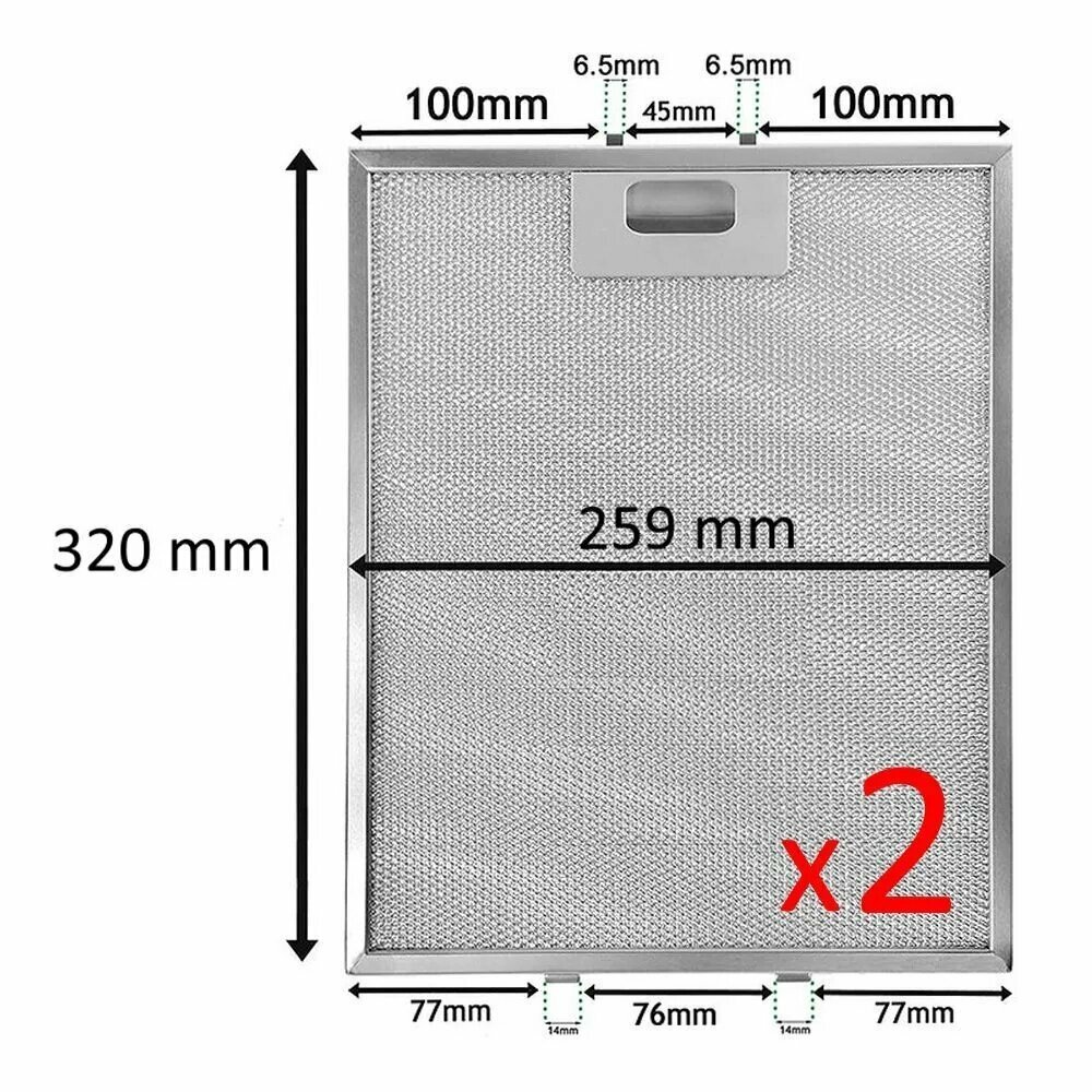 Фильтр для вытяжки 320х260 мм сетка для ELICA, Ariston, Candy, Whirlpool и др. - 2 штуки