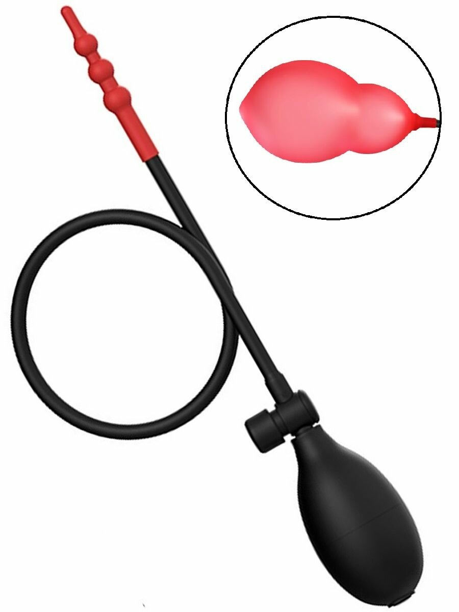 Надувной красный анальный расширитель с грушей, 6см