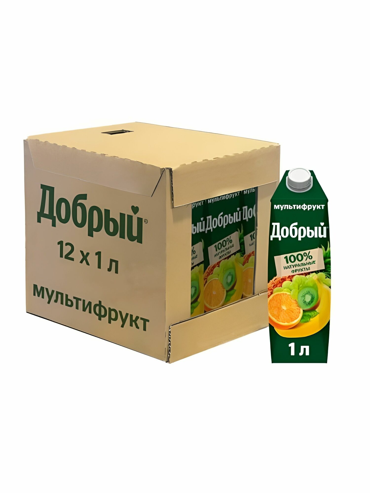 Нектар Добрый Мультифрукт обогащенный провитамином А, 1 л. Упаковка 12 шт.