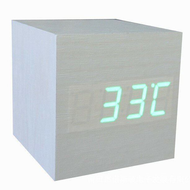 Креативные студенческие цифровые квадратные будильники, бесшумные, с голосовым управлением, электронные часы, многофункциональные деревянные часы, цифровой дисплей, будильник