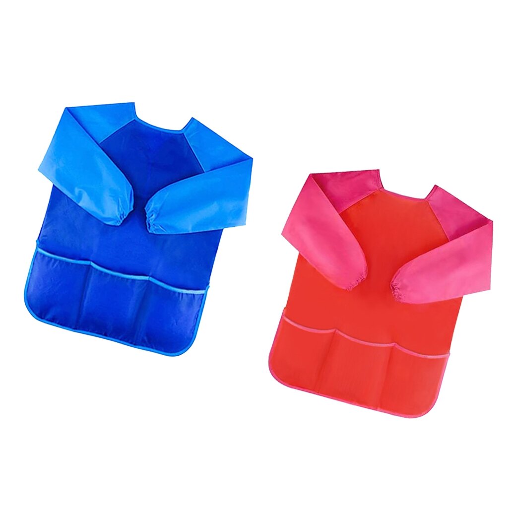 Водонепроницаемые детские халатики, фартук для рисования для малышей с карманами на рукавах