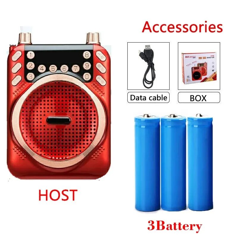 10 Вт Bluetooth 18650 Аккумулятор FM-радио для пожилых людей Подарочный громкоговоритель Рекордер Гид-экскурсовод Кинотеатр TF Карта MP3-плеер