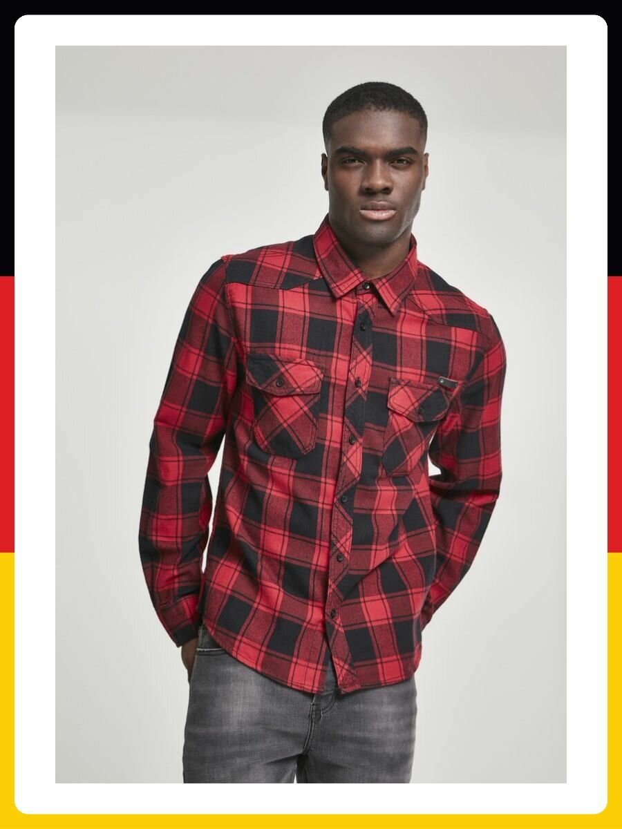 Рубашка Brandit CHECK, черный; красный, M