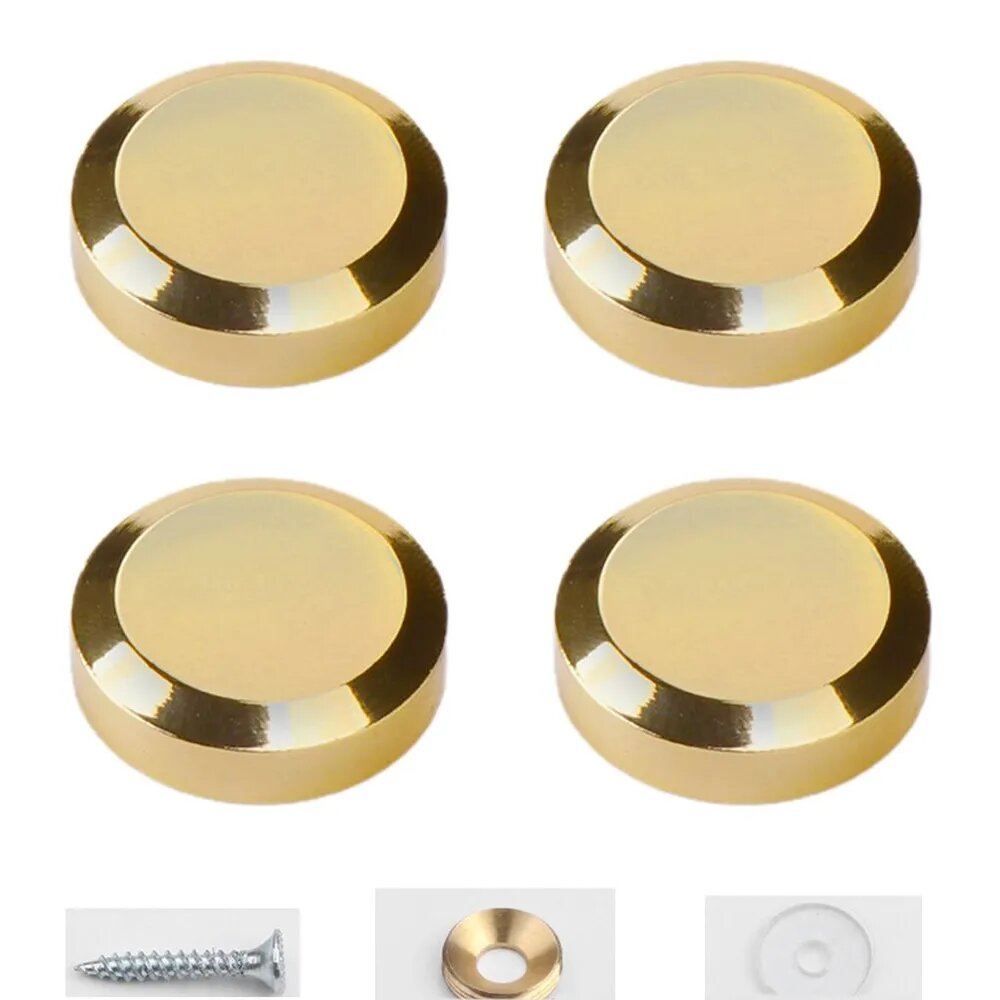 Набор из 4 декоративных зеркальных гвоздей со скошенной поверхностью из чистой меди-золото-12 мм, Комплект крепежа