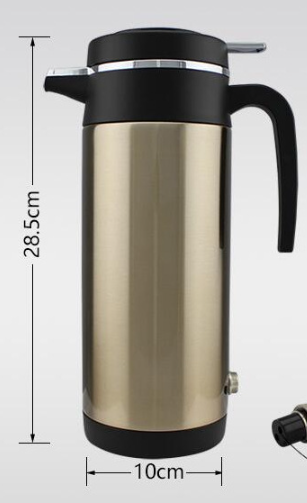 HAQI 12V/24V Автомобильный Электрочайник 1000 мл из Нержавеющей Стали – Портативный Дорожный Чайник с Подогревом, Термос и Грелка для Воды