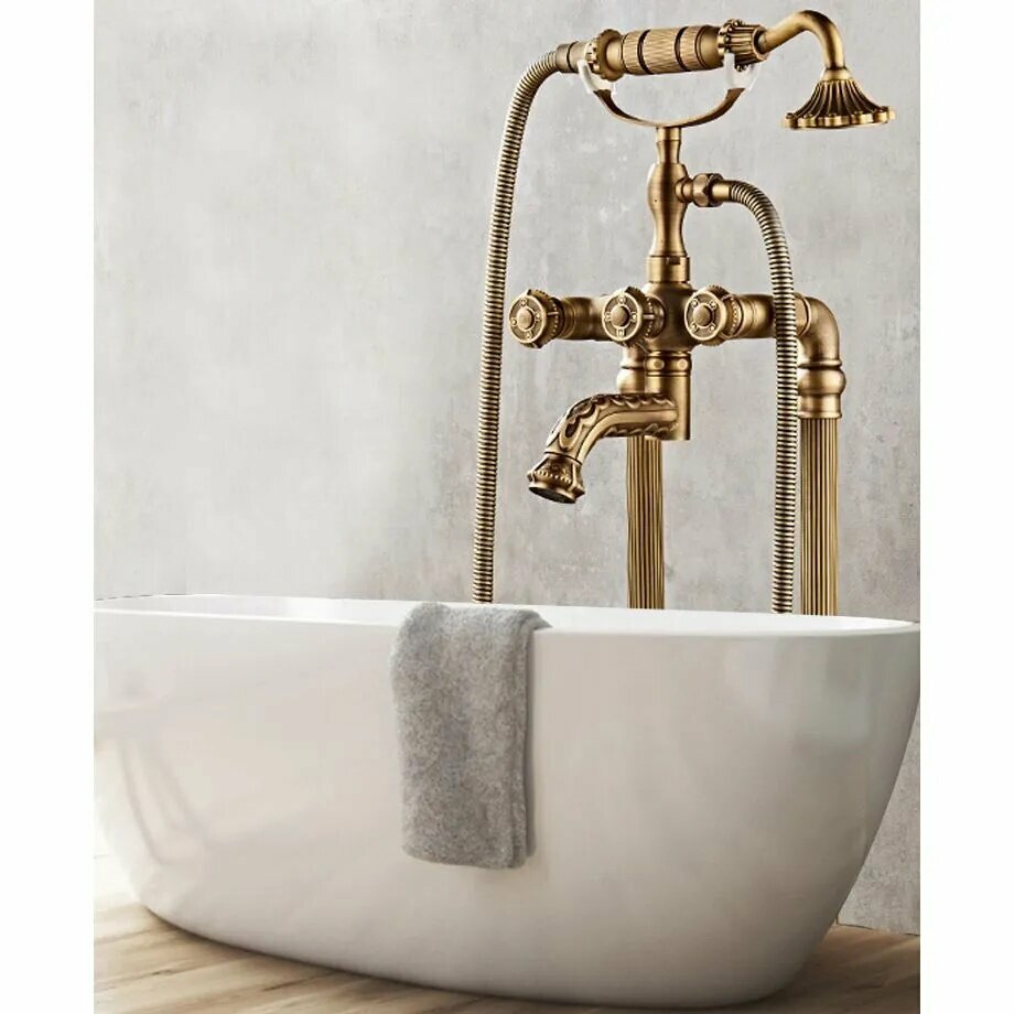 Смеситель для ванны и душа, смеситель для ванны от пола до потолка, Ретро-телефон в европейском стиле, горячая и холодная вода, латунь