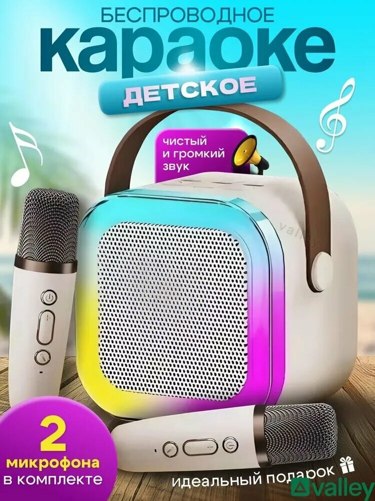 Детская караоке система с двумя беспроводными микрофонами и Bluetooth колонкой