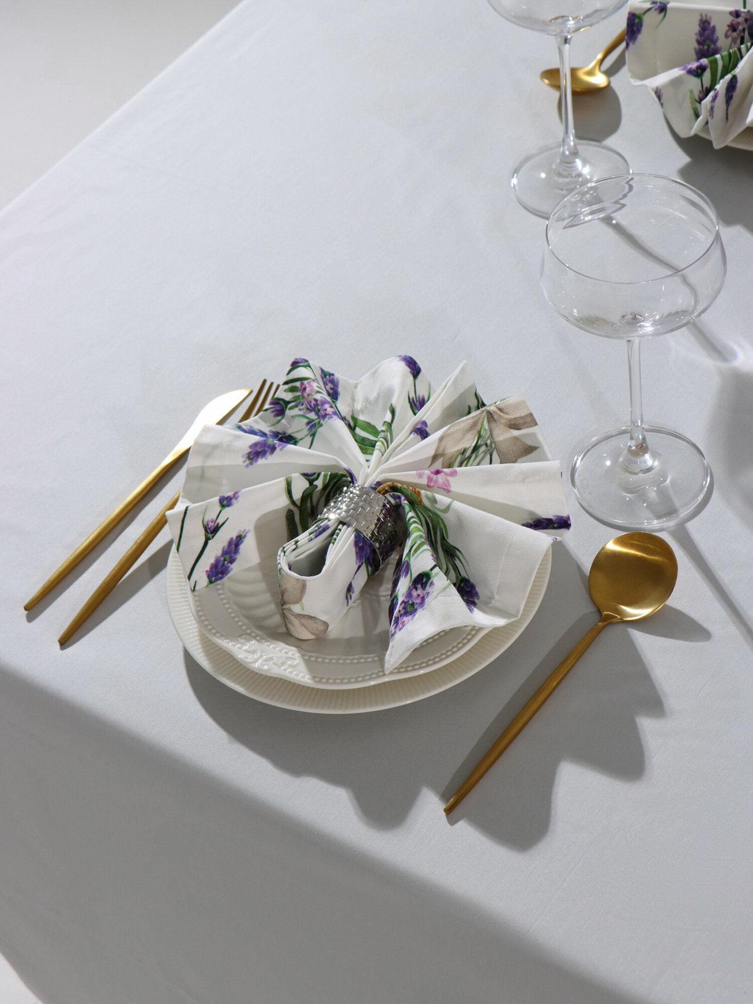 Набор салфеток с декоративными кольцами Lavender, 40x40 см - 2 шт, 100% хлопок, саржа