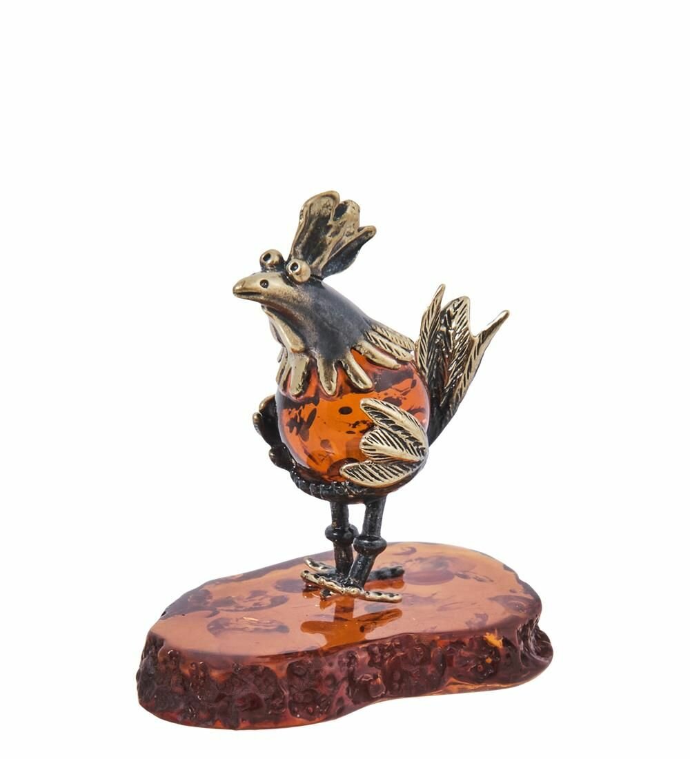Фигурка Курица (латунь, янтарь) A1966466 Народные промыслы, бронзовый