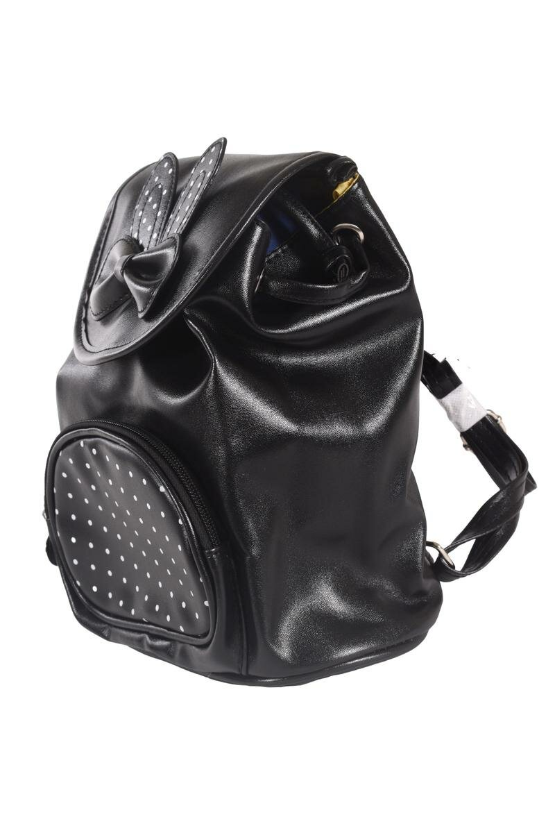 Рюкзак детский "Бантики-горошки", 28х22х19см, черный с белыми горошками – стильный и удобный