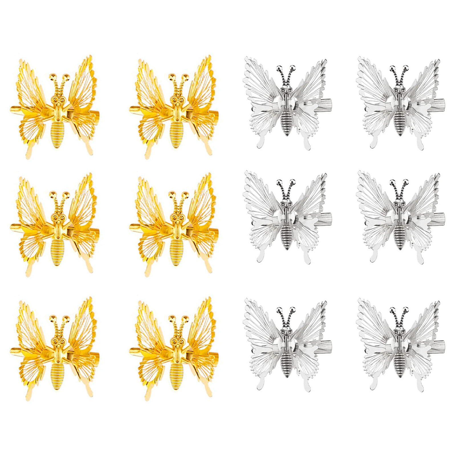 12 шт./компл, движущаяся заколка-бабочка для волос-12 шт. 6 золотых 6 серебряных
