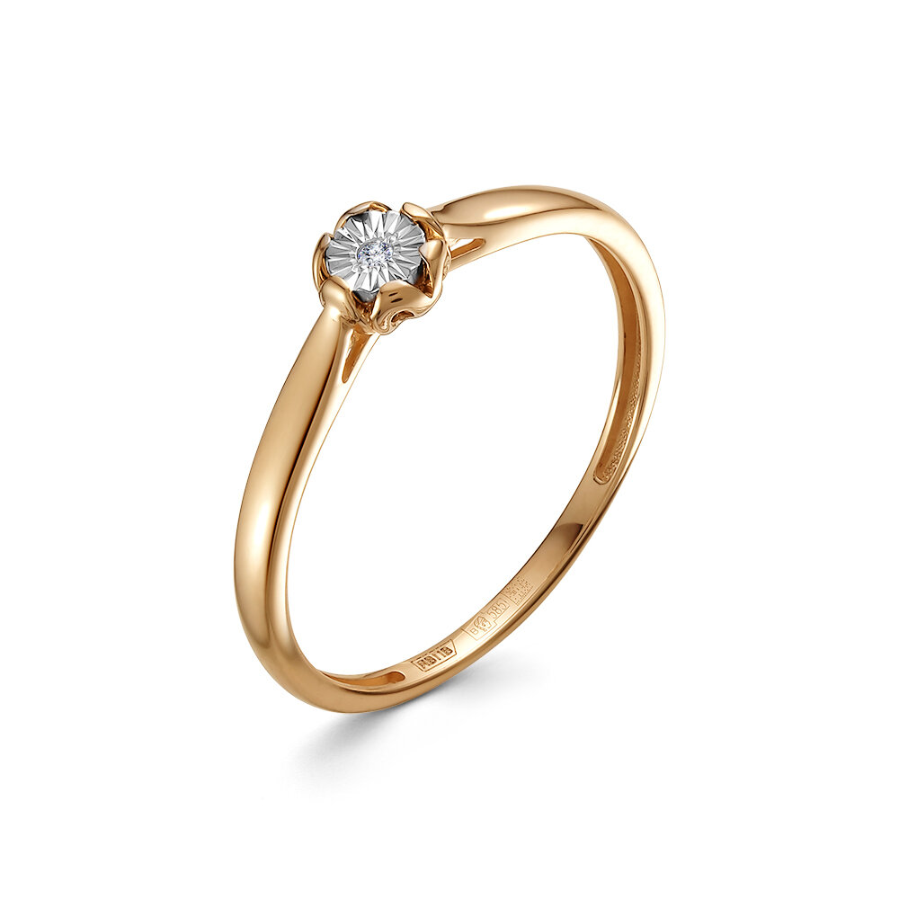 Кольцо помолвочное, красное золото, 585 проба, бриллиант