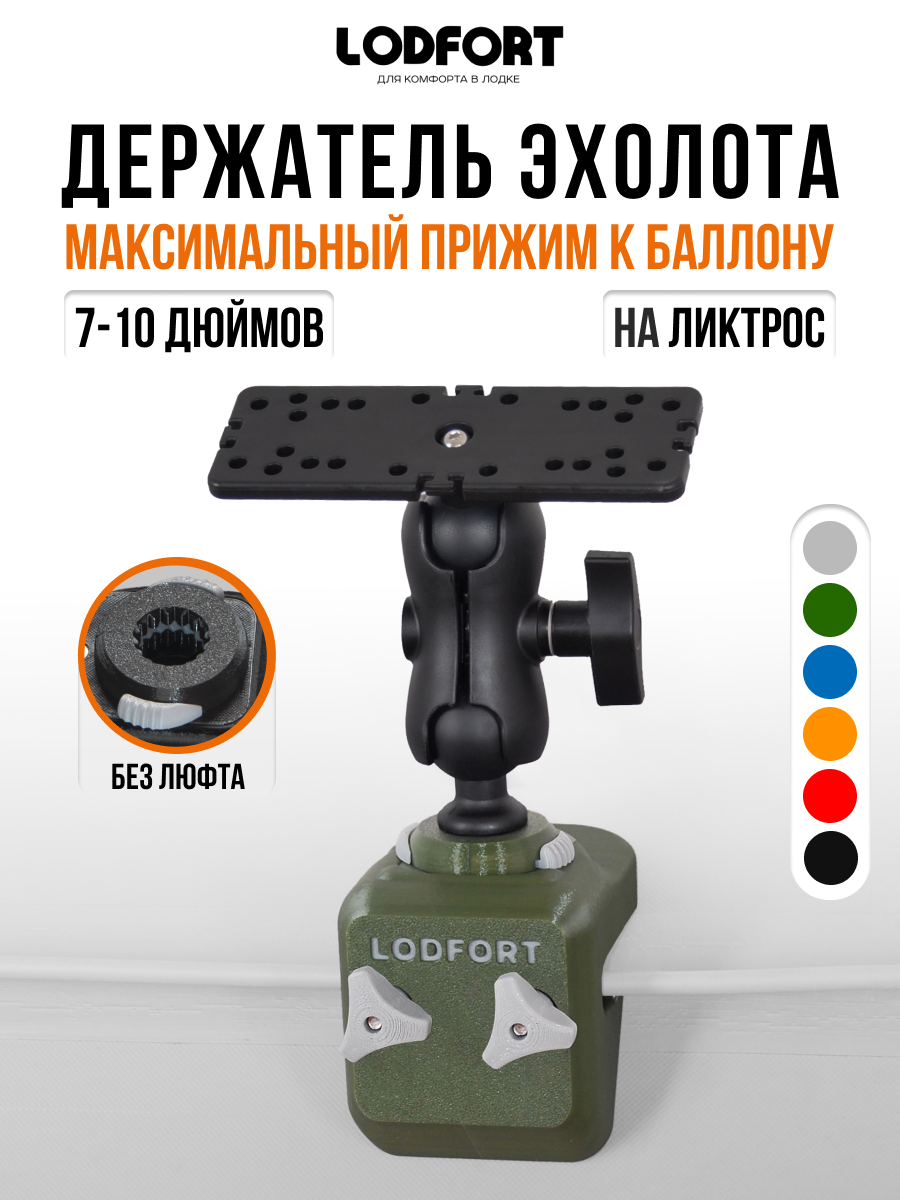 Держатель эхолота Lowrance/Garmin на ликтрос 7", 8", 9", 10", 11", 12" LODFORT универсальный, быстросъёмный