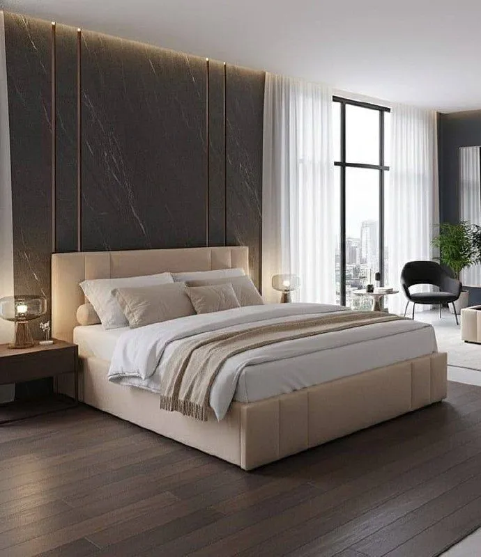 Кровать двуспальная 200х200, Вицензия, с подъемным механизмом и ящиками для хранения белья, Светло-бежевая