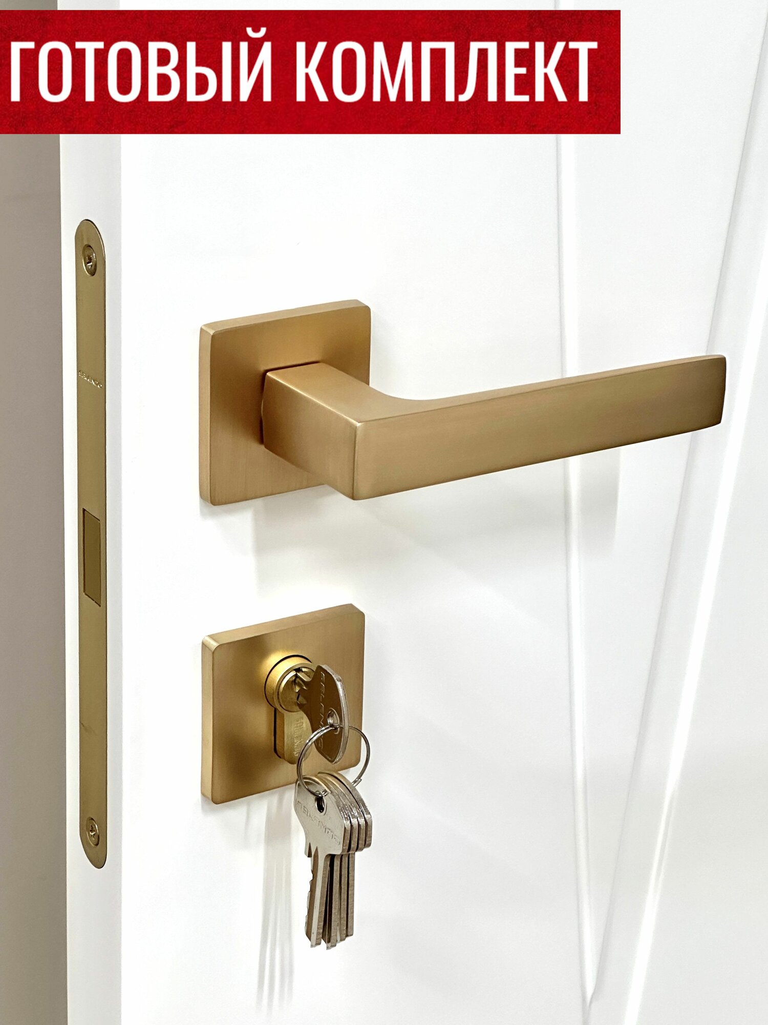 Дверные ручки Salendo SL-11-S5 MSG + Магнитный замок M1885-ET MSG + Накладки на личинку замка SL-ET-S5 MSG + Личинка для замка ключ-ключ 60K/K-MSG