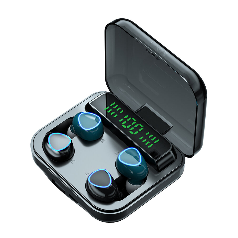 Навушники M22 True Wireless Stereo 2PCS-in-One BT 5.1 2-Person In-Ear IPX7 Водонепроницаемые с кейсом-батарейкой 3000mAh/дисплеем заряда/CVC8.0 шумоподавлением/двустворчатым дизайном с микрофоном для гейминга/спорта/музыки совместимые с iOS Android