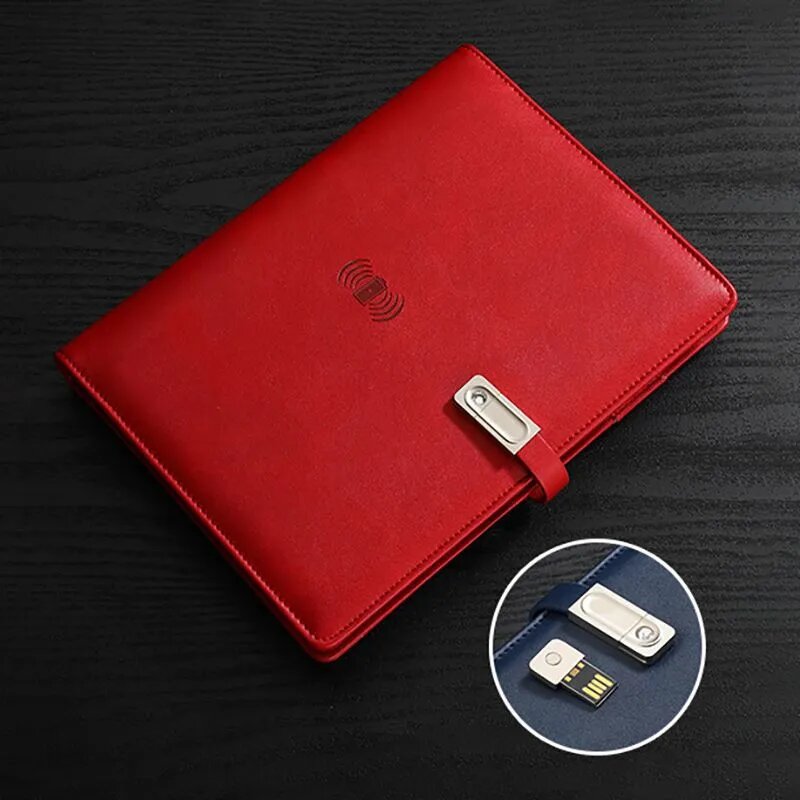 Ежедневник Power Notebook+ Красный из искусственной кожи для мужчин и женщин с держателем для ручки и календарем — фото 1